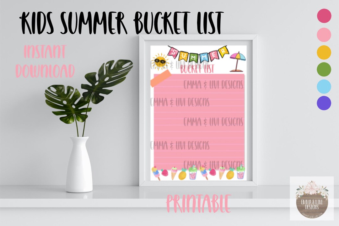 Cute Summer Bucket List | Digital Download | Digital Summer Bucket List ...