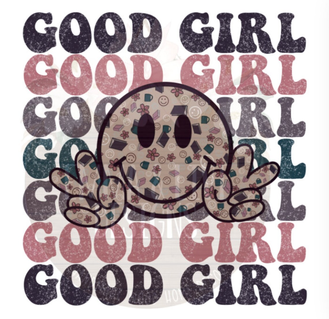Good Girl PNG Smiley Face PNG Bookish PNG Dark Romance Lover Book Lover ...