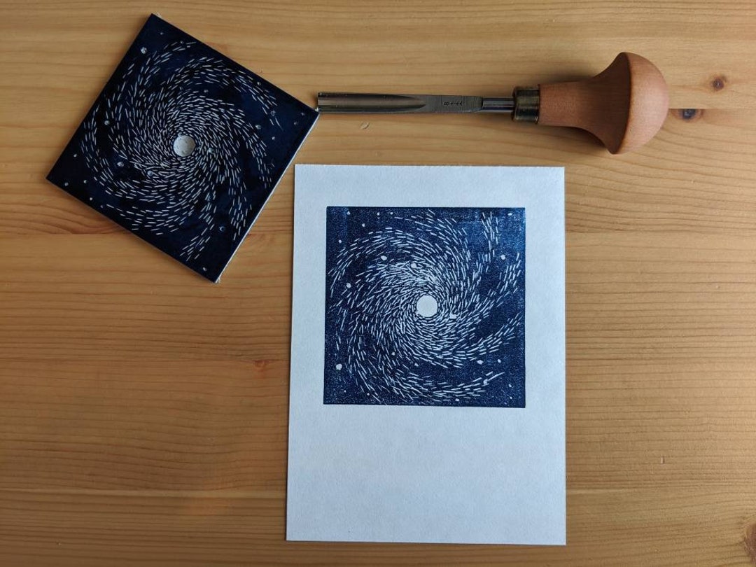 Galaxy linocut único original inspirado en la ciencia ficción, el ...