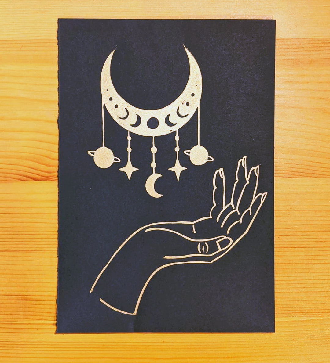 The Universe in Your Hand - Linocut Inspired by Astrology, Tarot ...