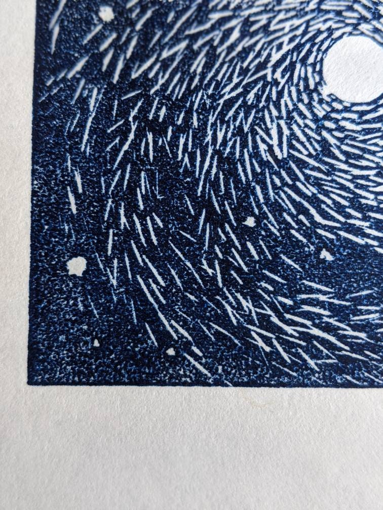Galaxy linocut único original inspirado en la ciencia ficción, el ...