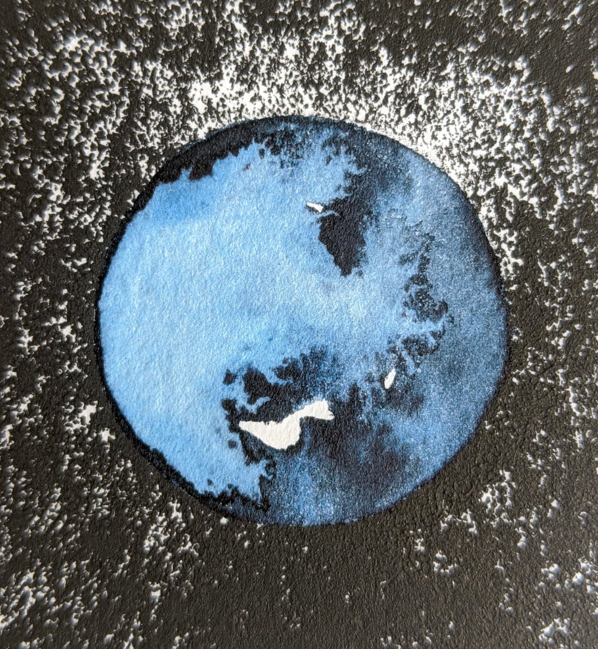 Blue Planet - Original Unique Linocut Hand Finished With Watercolour ...