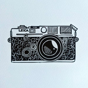 Leica, Camera, Action! - Original Linocut Inspired by Vintage Cameras ...