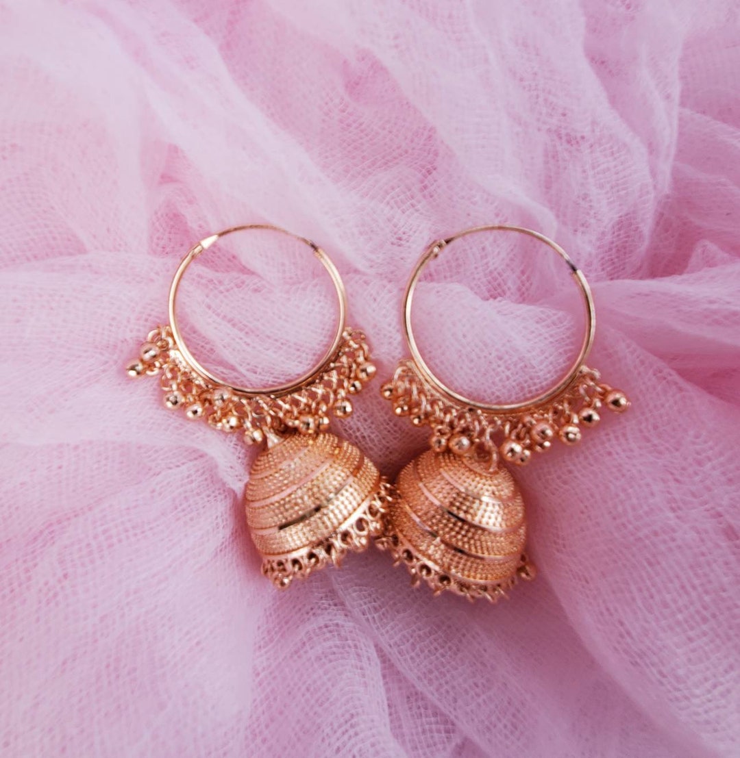 Rose Gold Dangling Jhumka,indian Jhumka ,hoopjhumka - Etsy