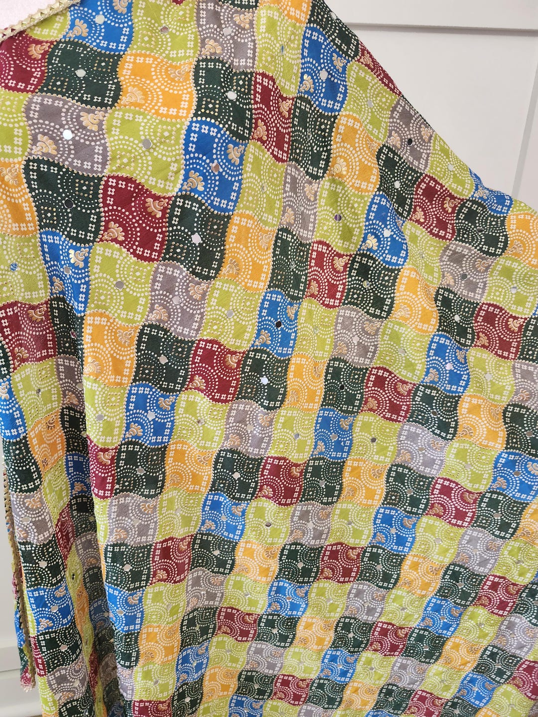 Pakistani Heavy Silk Dupatta With Mirror Work/assorted Gorgeous Mirror ...