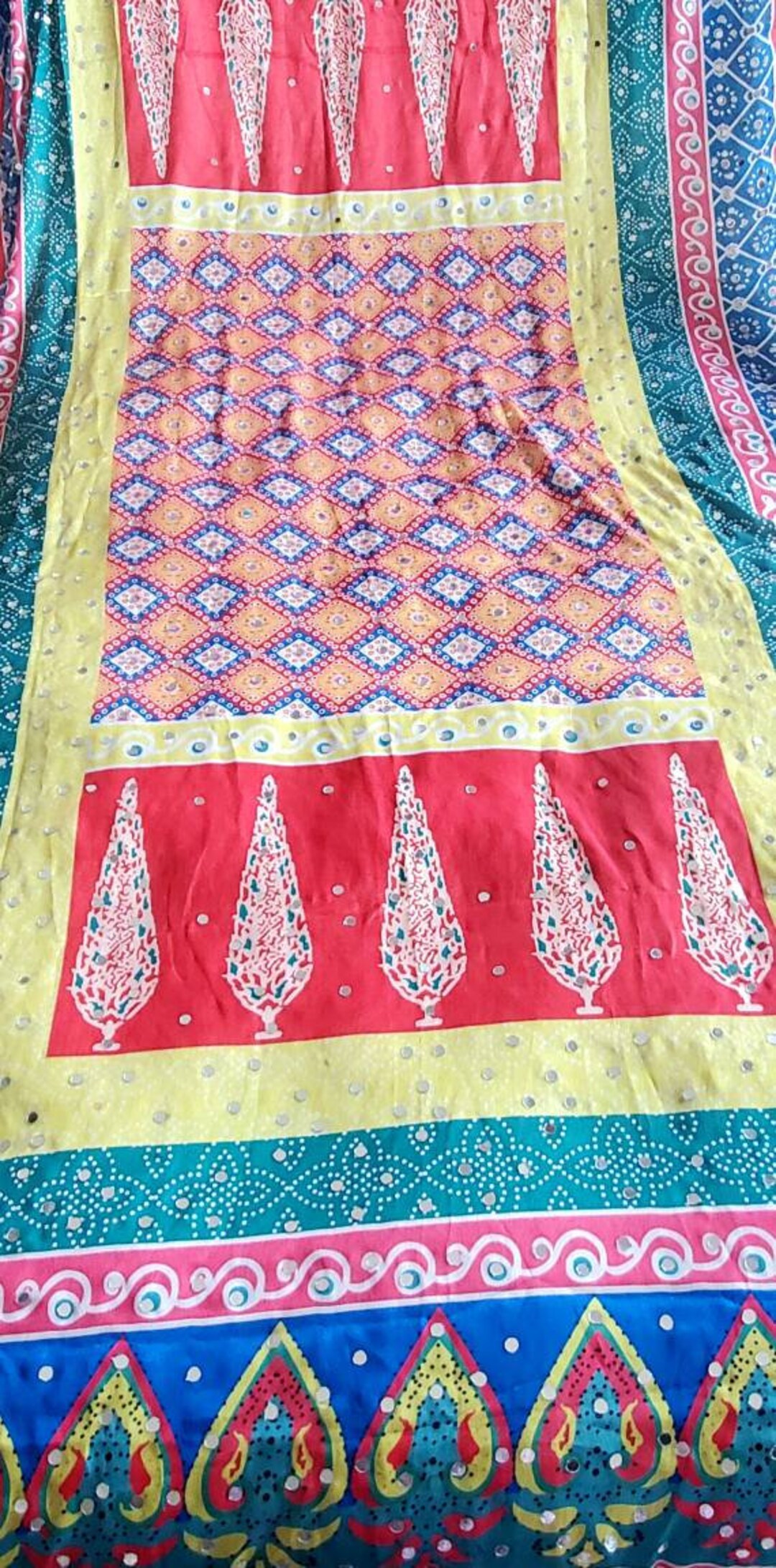 Pakistani Heavy Silk Dupatta With Mirror Work/assorted Gorgeous Mirror ...