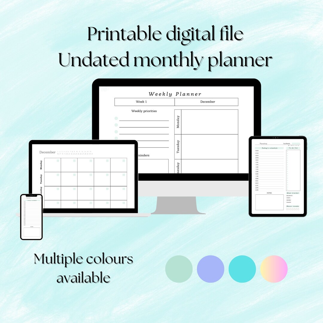 2024 Pastel Digital Planner Printable Vertical Pages Monthly Calendar ...