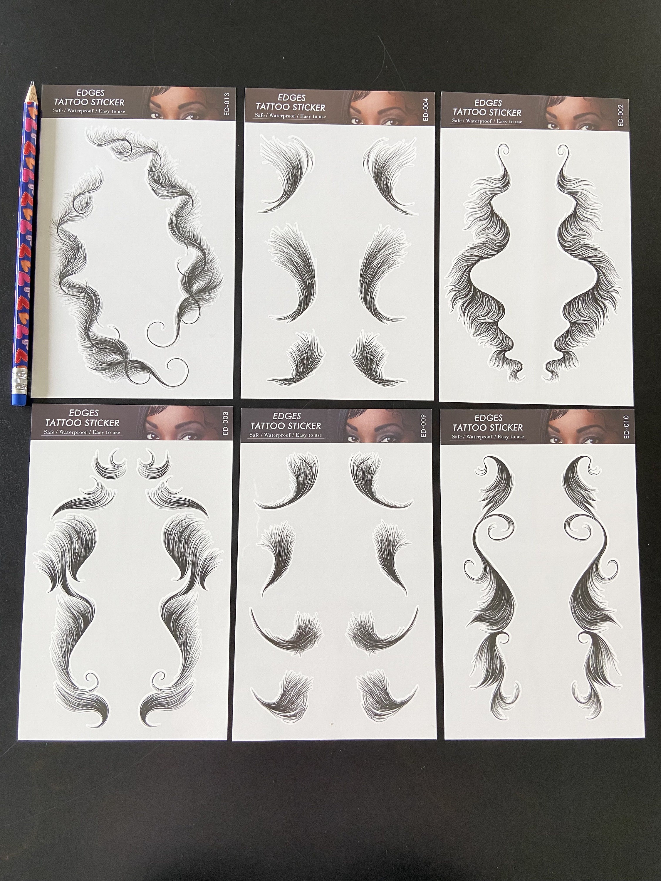 6 Sheets Temporary Tattoos Stickers Waterproof Hair Edge Hairline Body ...