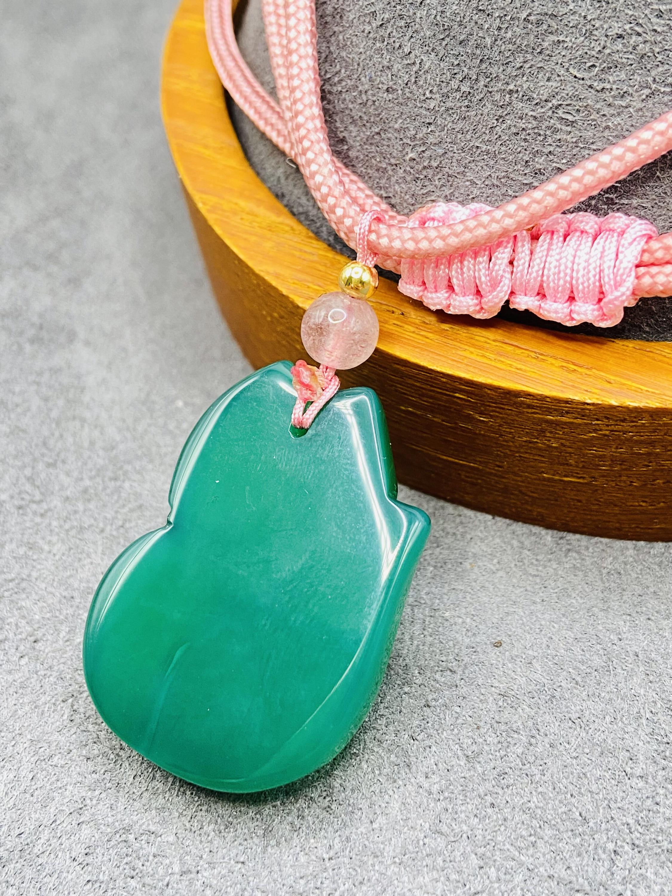 Jade Clever Fox Charm Pendant Necklace | Handmade Carved Gemstone ...