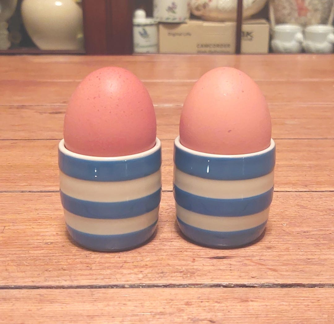 T G Green Cornishware Egg Cups: Blue and White Striped Ceramic, Made in ...