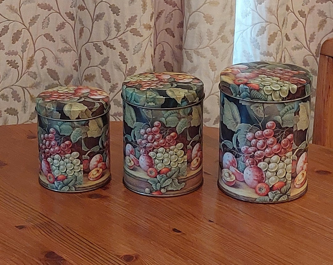 Vintage Fruit Design Canisters: Stackable Kitchen Storage Jars (set of ...