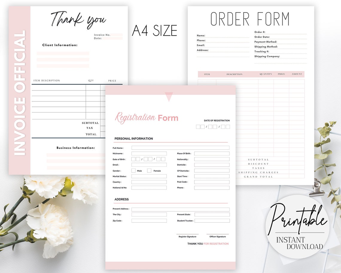 Business Forms Tracker Bundle Invoiceorder Form Printable - Etsy