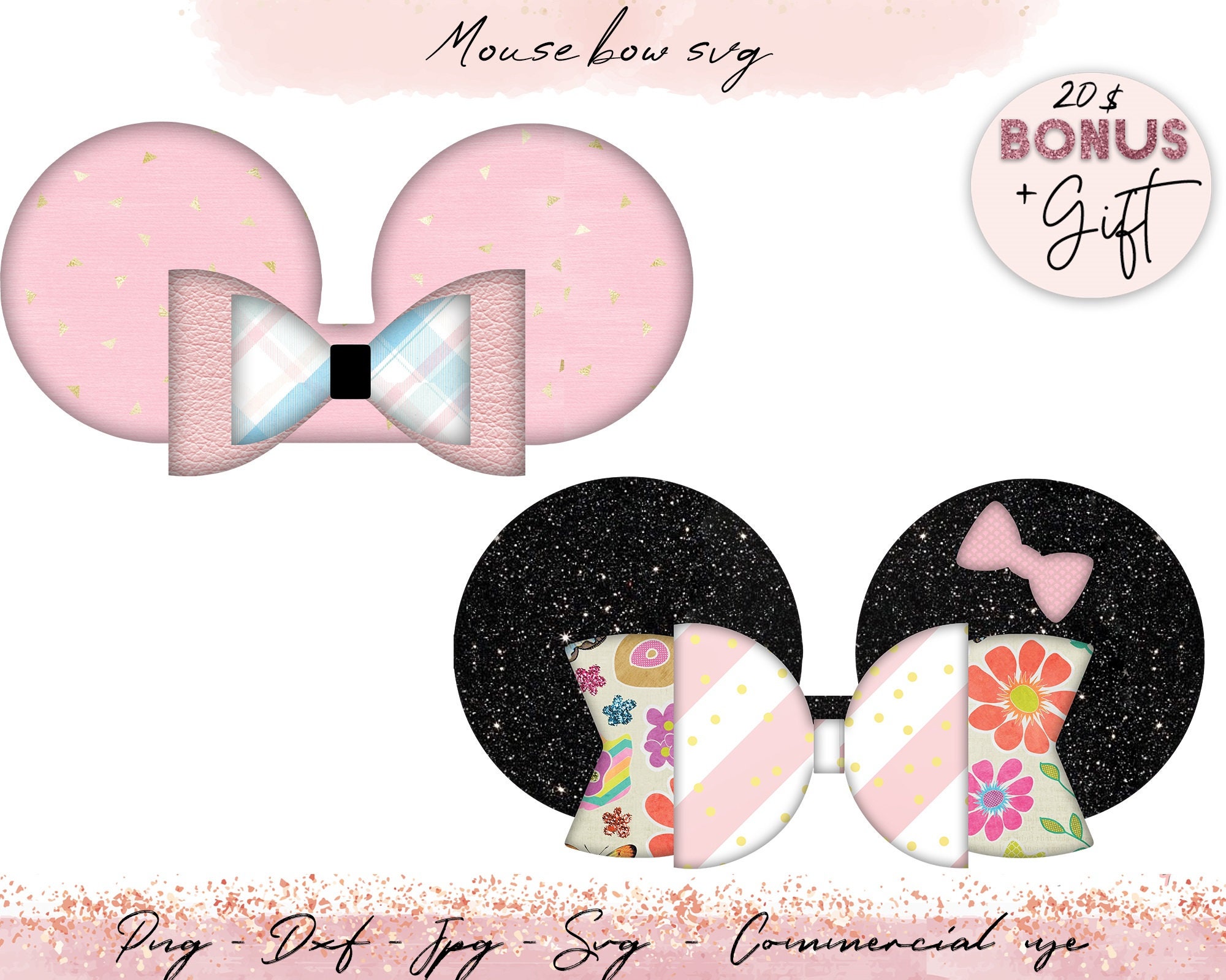 Mouse Hair Bow Template SVG Bow SVG Mouse Tail Bow Felt | Etsy Canada