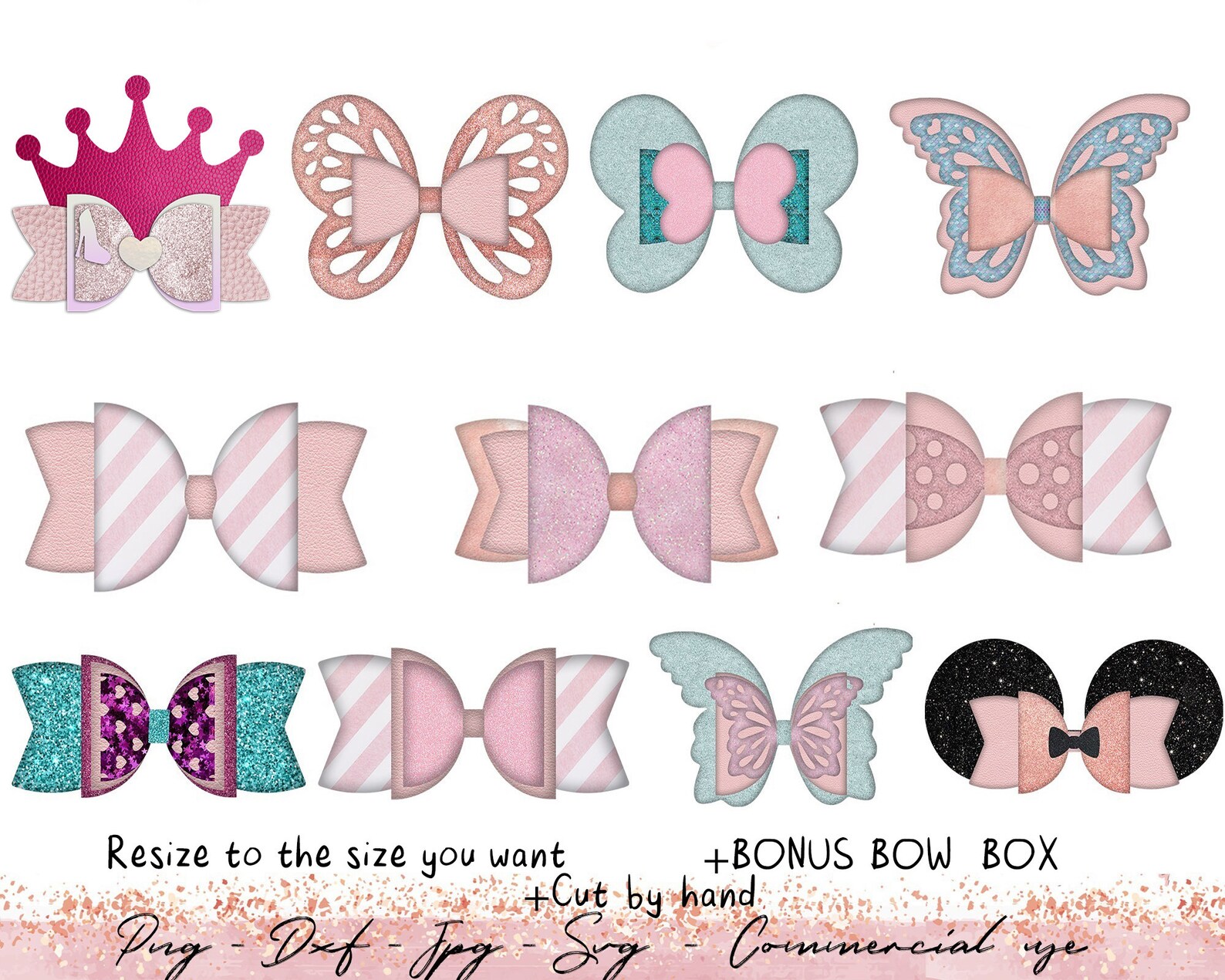 Hair Bow Bundle Svg Hair Bow SVG Bow Template Hair Bow | Etsy