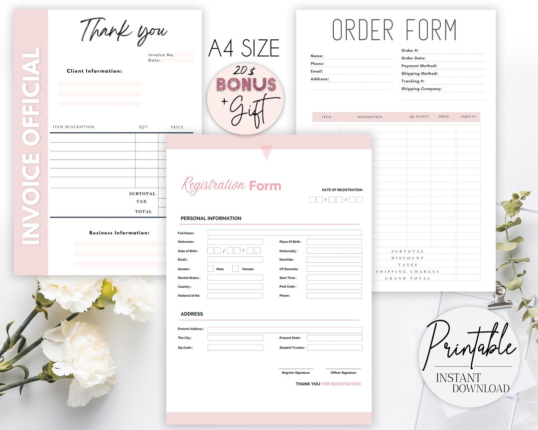 Business Forms Tracker Bundle Invoiceorder Form Printable - Etsy