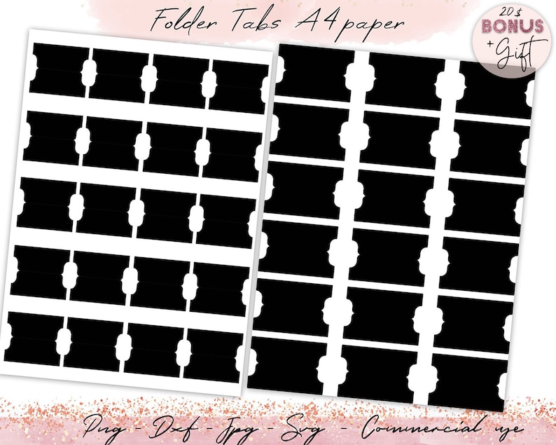 Journal Tabs Templates A4 Paper Tabs Template Set Double - Etsy