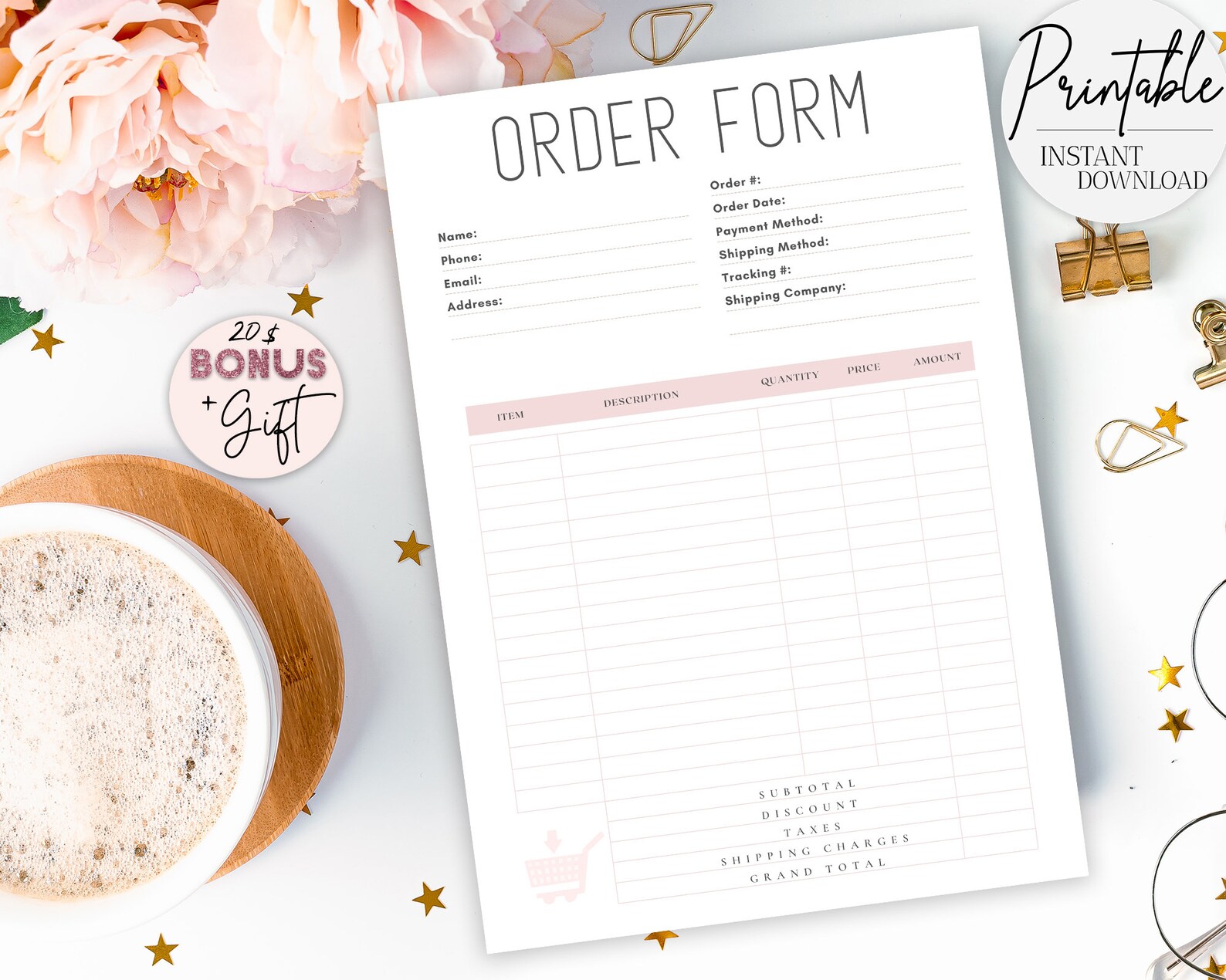 Pink Printable Order Formpink Order Form Templatesmall - Etsy