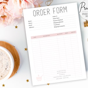 Pink Printable Order Form,pink Order Form Template,small Business Forms ...
