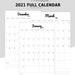 A4 2021 Calendar Digital Download, Calendar Printable 2021, Desk ...