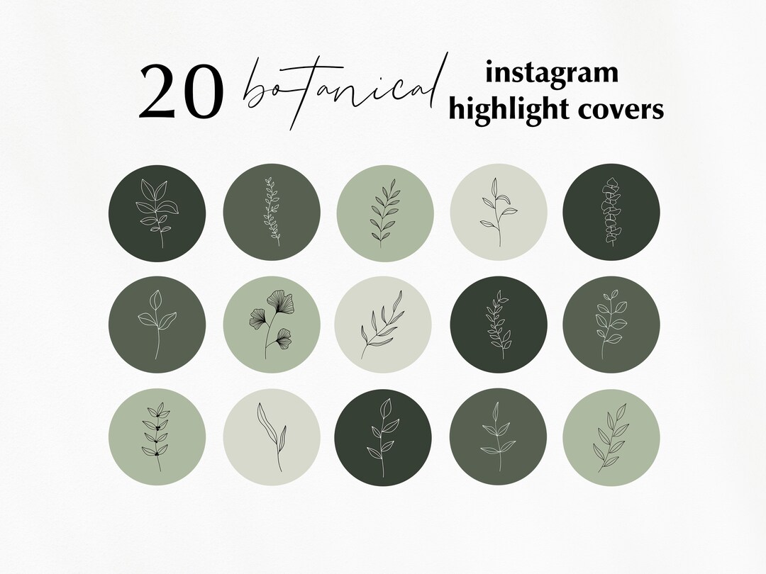 20 Botanical Green Instagram Highlight Covers, Minimal Highlight Covers ...