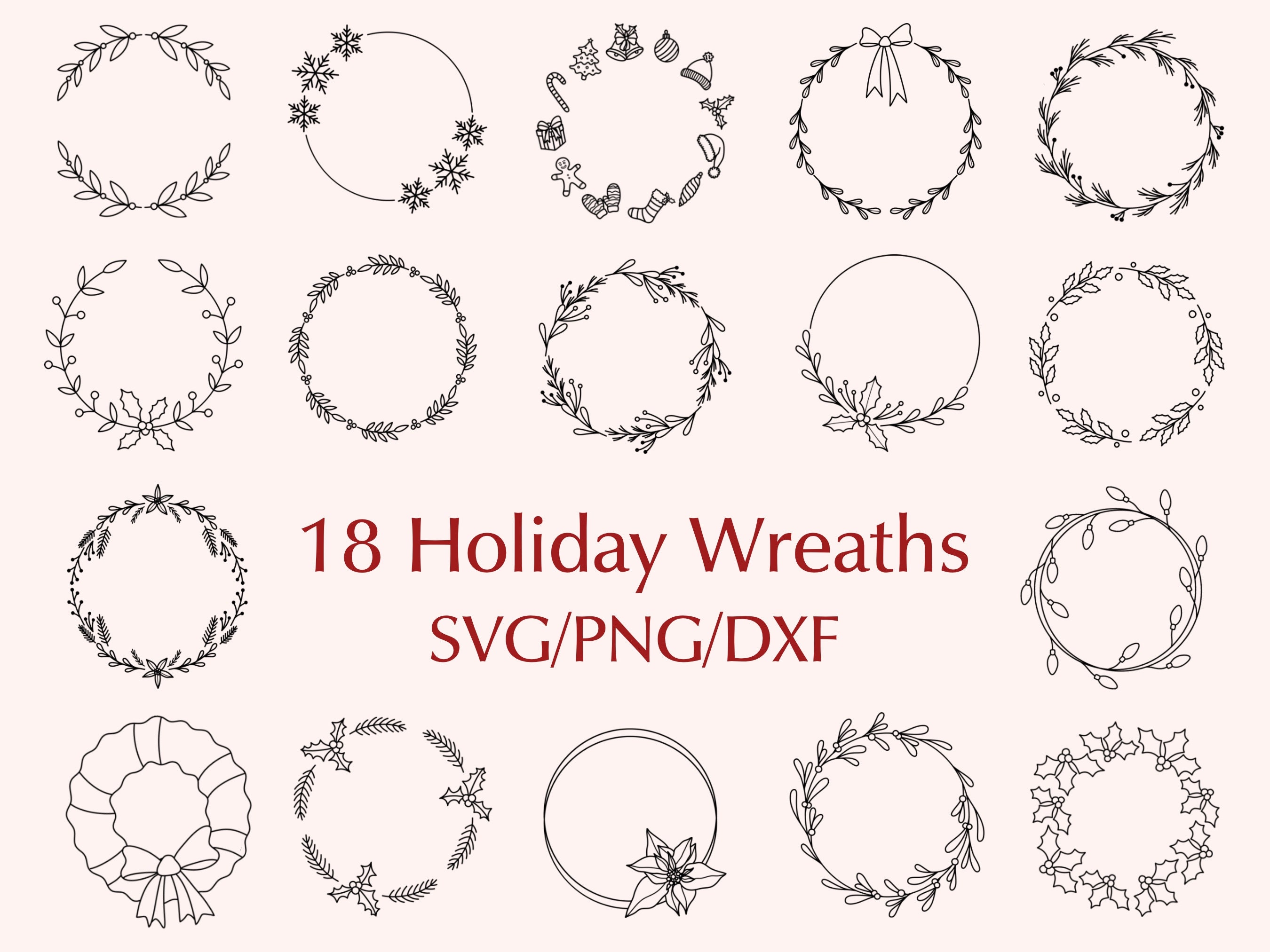 Holiday Wreath SVG Bundle | Christmas Wreath SVG Bundle | Christmas ...