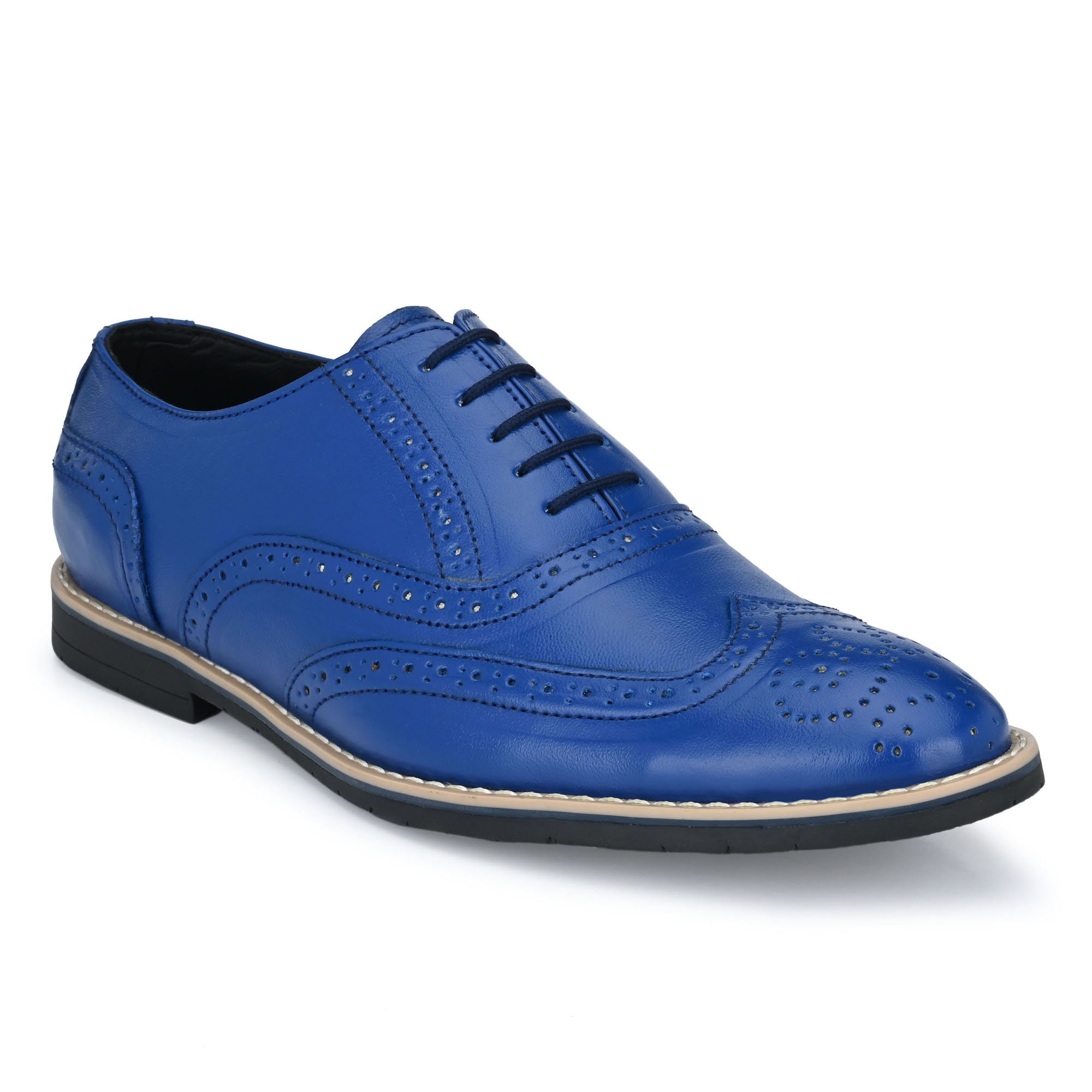 Classic Vintage Blue Leather Brogue, Handmade - Etsy