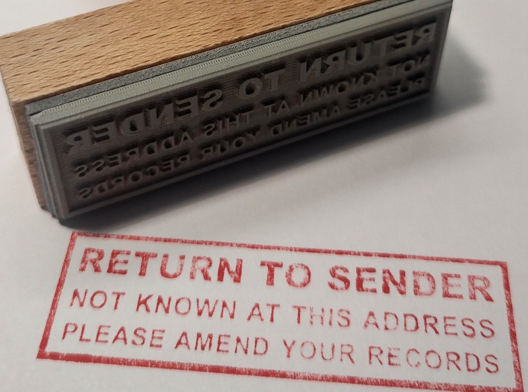 RETURN TO SENDER Rubber Stamp Mounted on a Traditional Wooden Handle ...