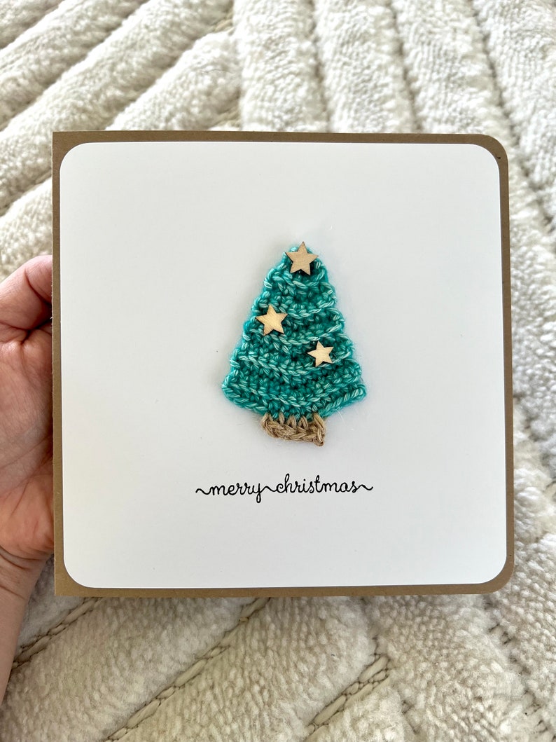 Handmade Crochet Christmas Tree Card, Festive Holiday Greeting - Etsy