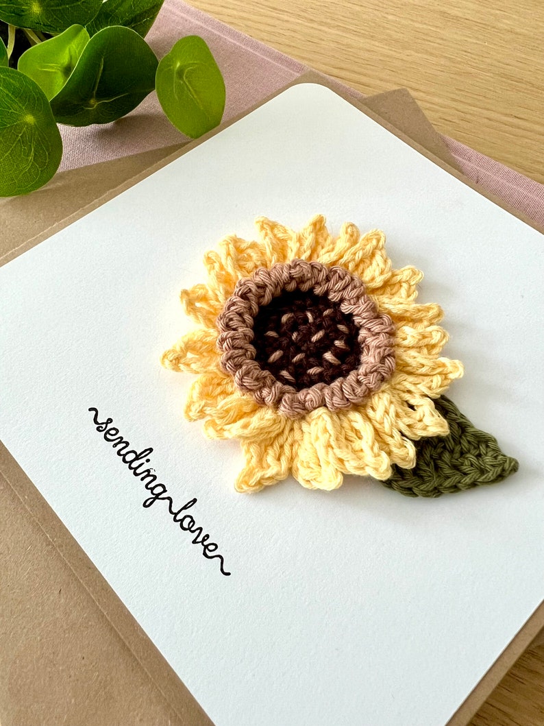 Special Crochet Sunflower Greeting Card, Handstitched Unique Card ...