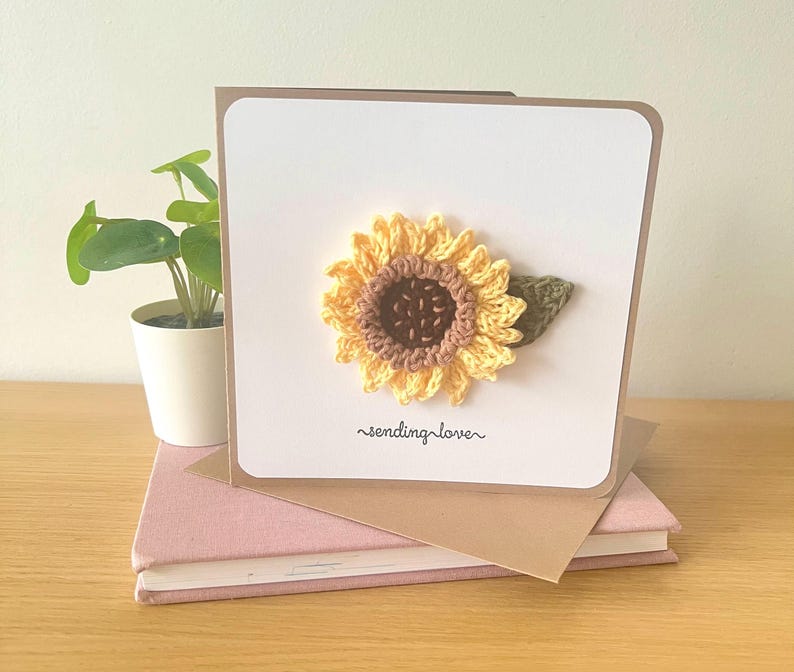 Special Crochet Sunflower Greeting Card, Handstitched Unique Card ...
