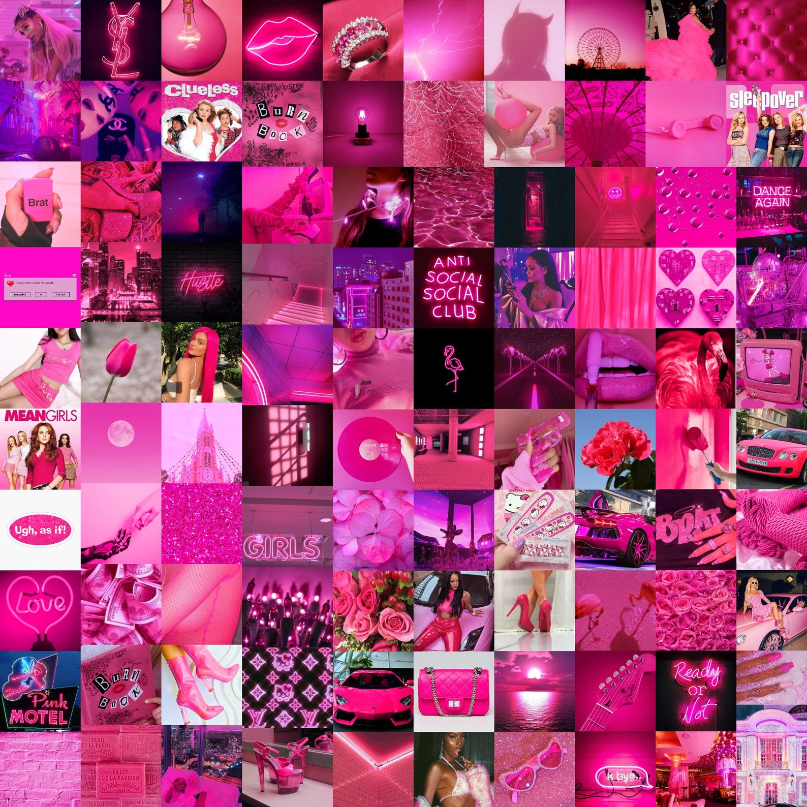 Hot Pink Collage Kit Pink Collage Kit Baddie Aesthetic Pink Etsy