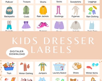 Printable Kids Clothing Labels Dresser Drawers Closet Storage - Etsy