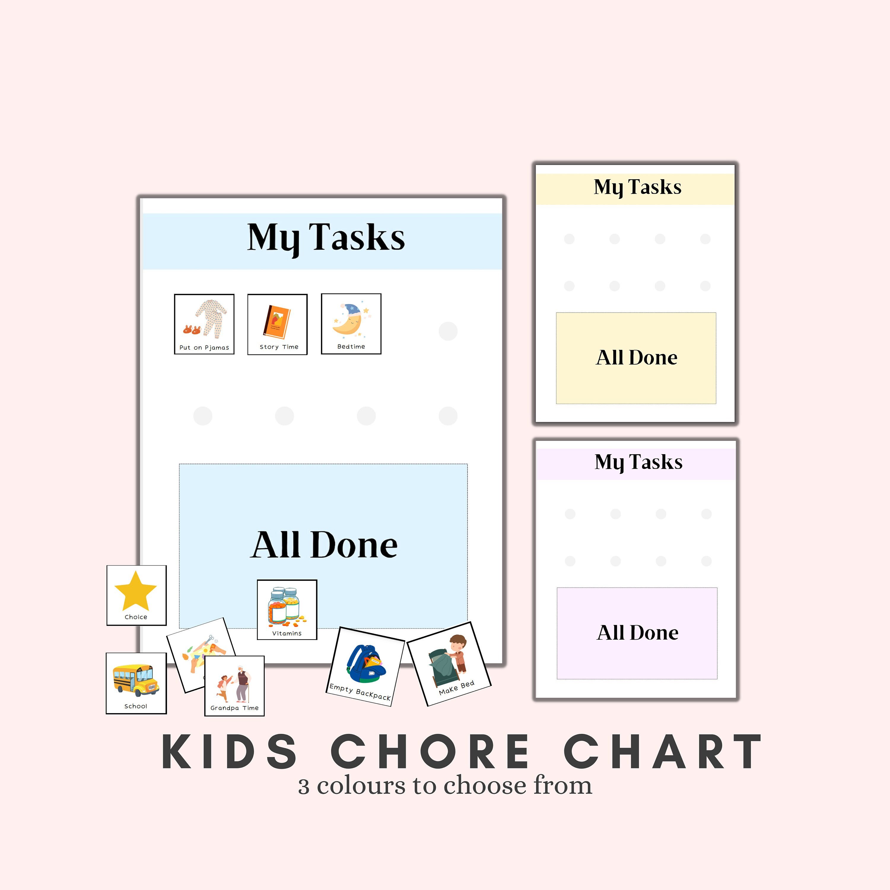 Kids Chore Chart Routine Cards Visual ASD Chart Daily Responsibilities ...
