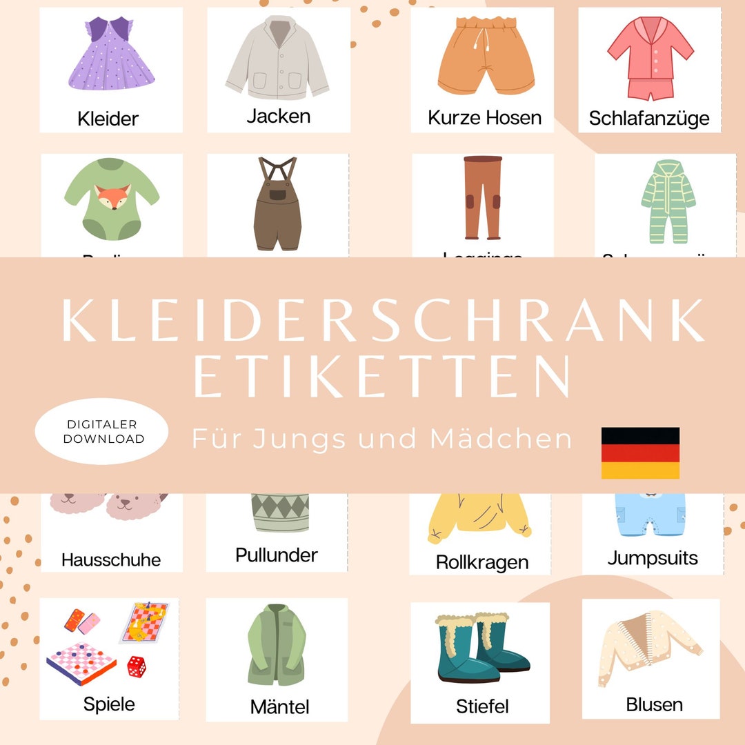 Kleiderschrank Etiketten - Symbole Kleiderschrank - Montessori Organize ...