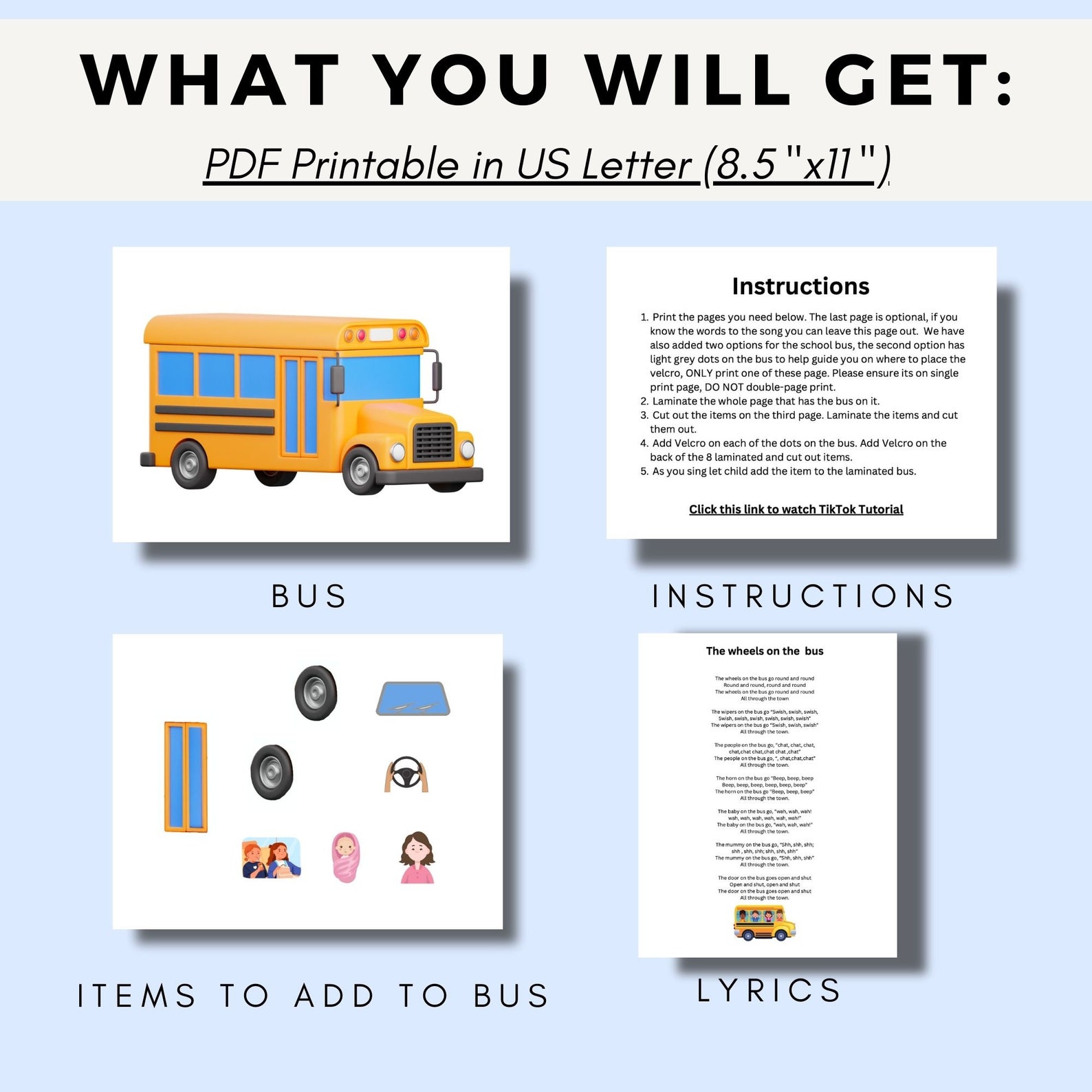 The Wheels on the Bus Visual - Digital Download - Nursery Rhymes ...