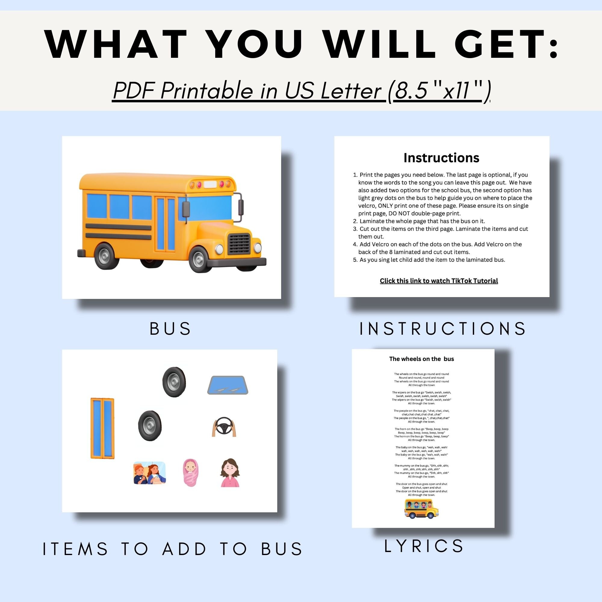 The Wheels on the Bus Visual - Digital Download - Nursery Rhymes ...
