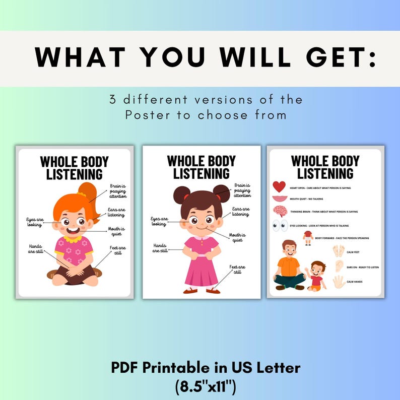 Whole Body Listening Visual - Classroom Expectations - Kids Group ...