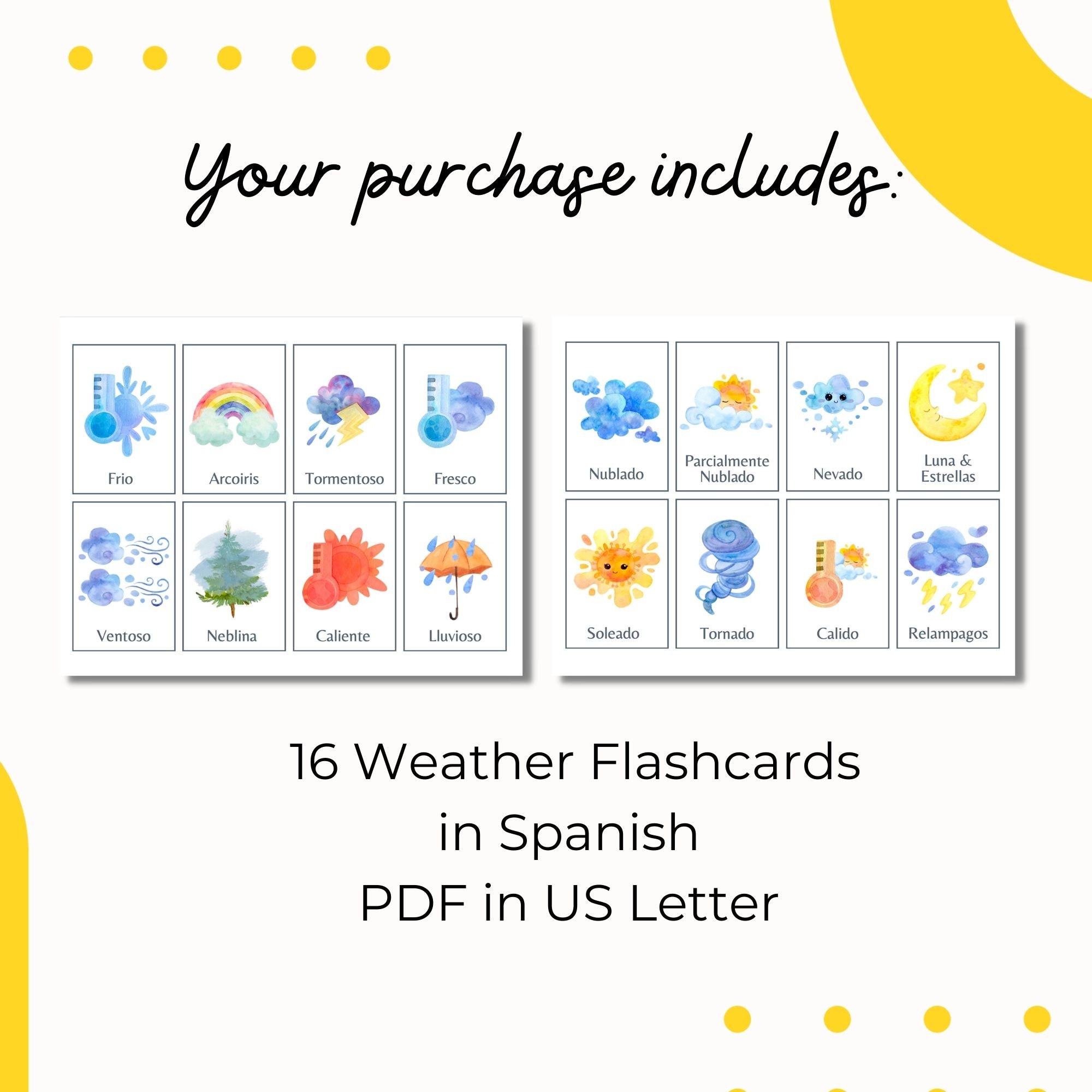 Spanish Weather Flashcards - Tarjetas Meteorológicas Españolas ...