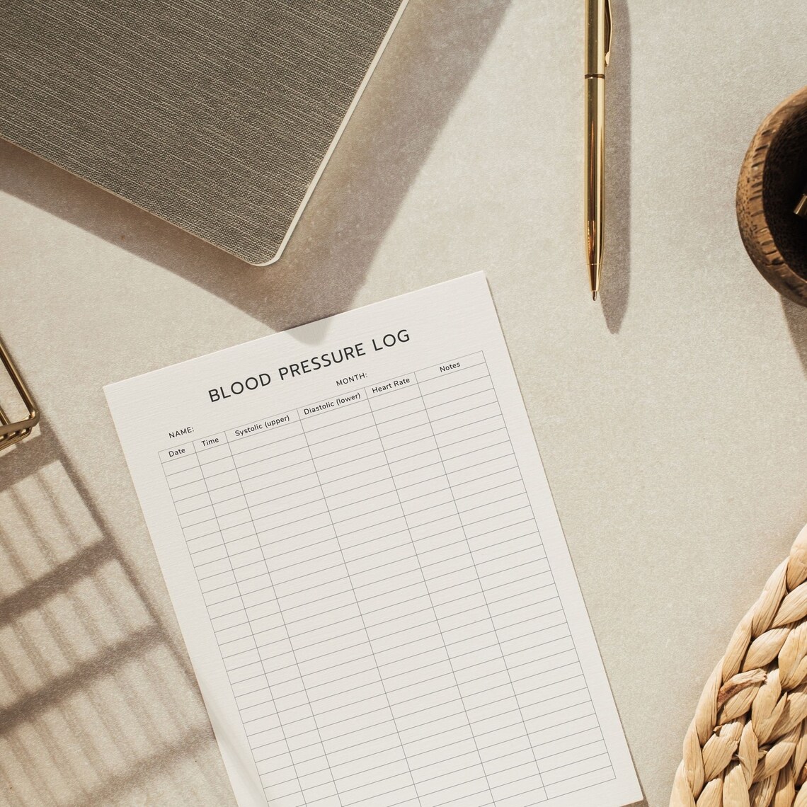 Blood Pressure Log - DIGITAL DOWNLOAD - Blood Pressure Tracker - Blood ...