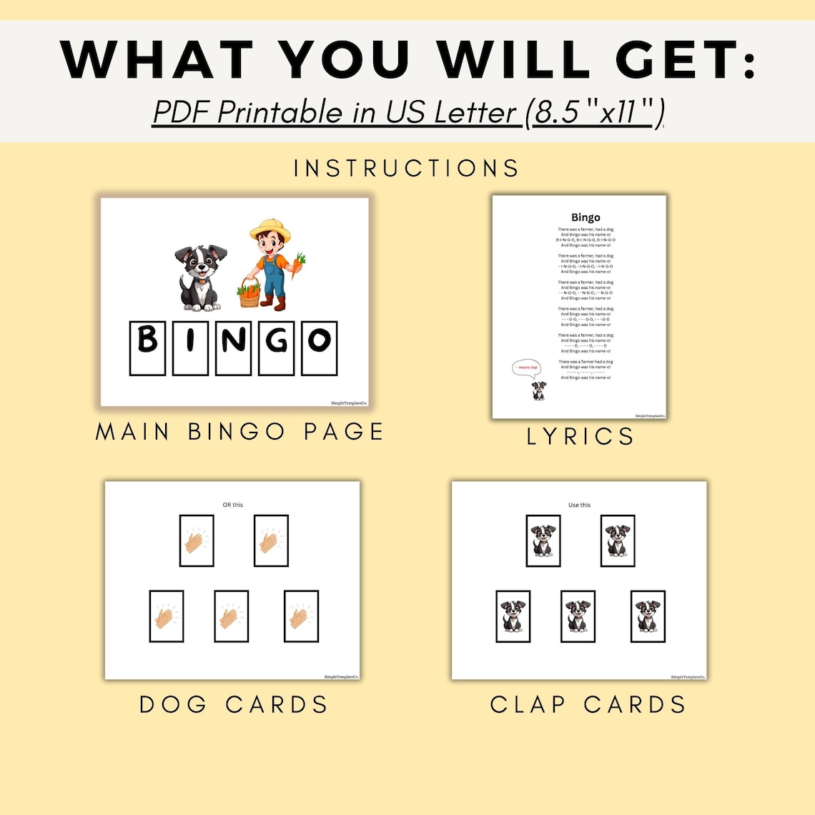 Bingo the Dog Visual - Digital Download - Nursery Rhymes - Circle Time ...