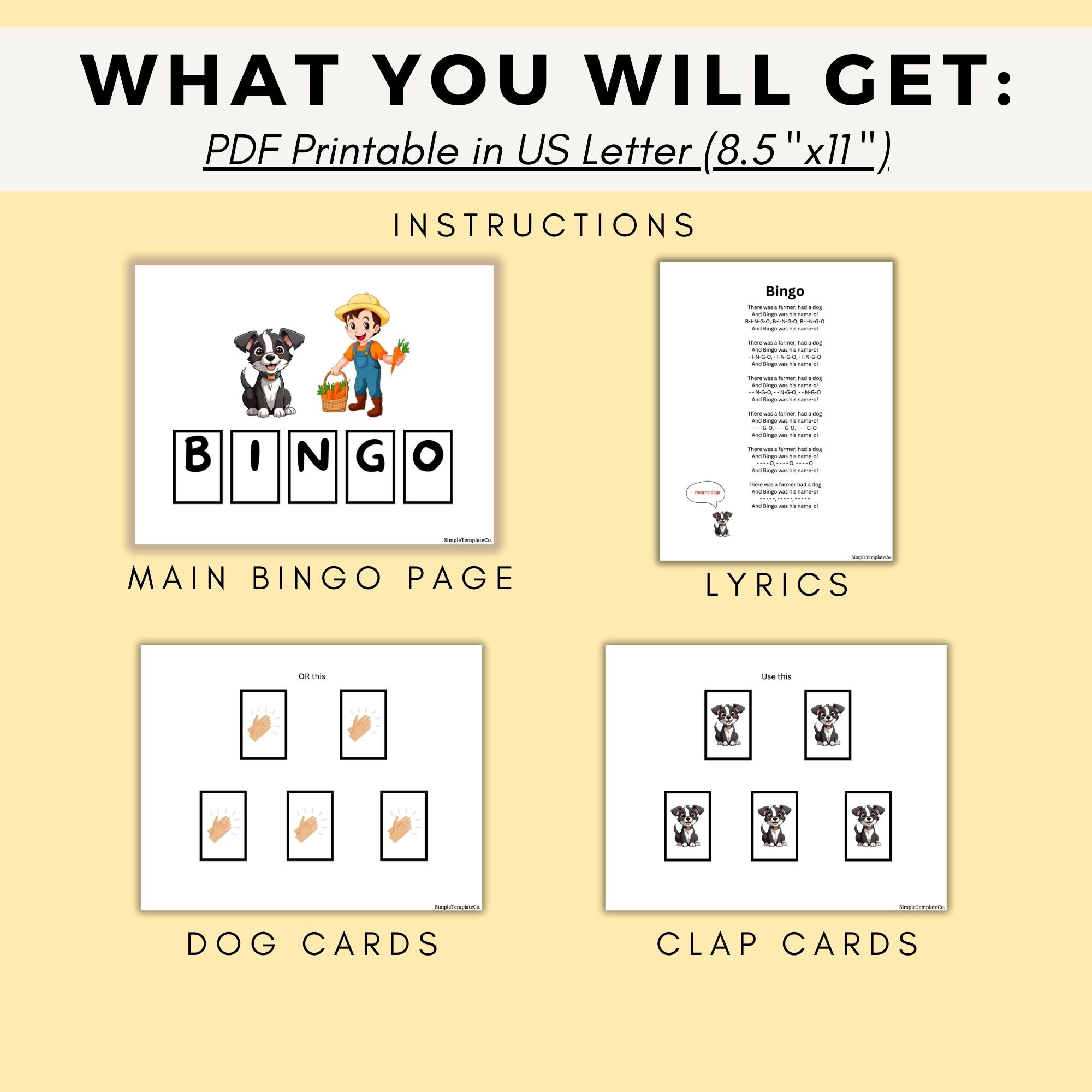 Bingo the Dog Visual - Digital Download - Nursery Rhymes - Circle Time ...