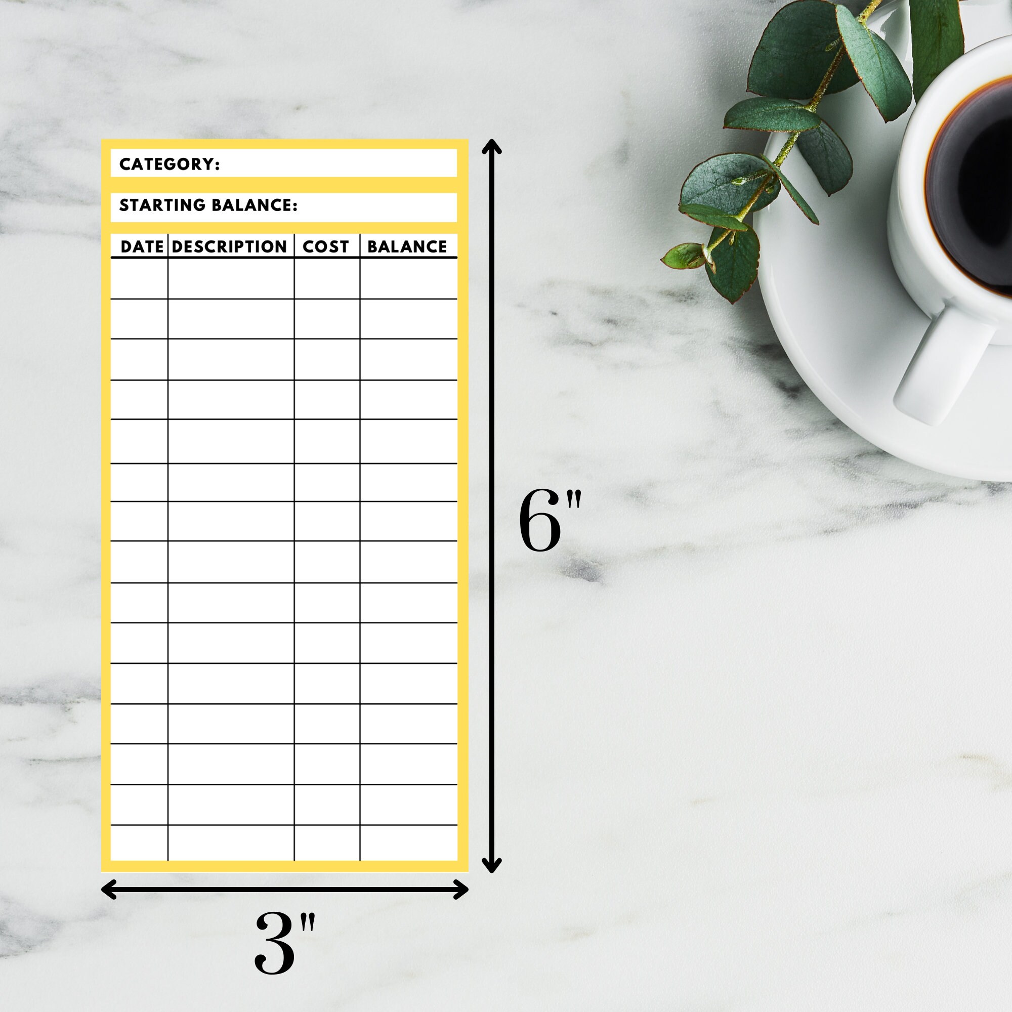 Cash Envelope Inserts Printable PDF Cash Transaction Register Cash ...