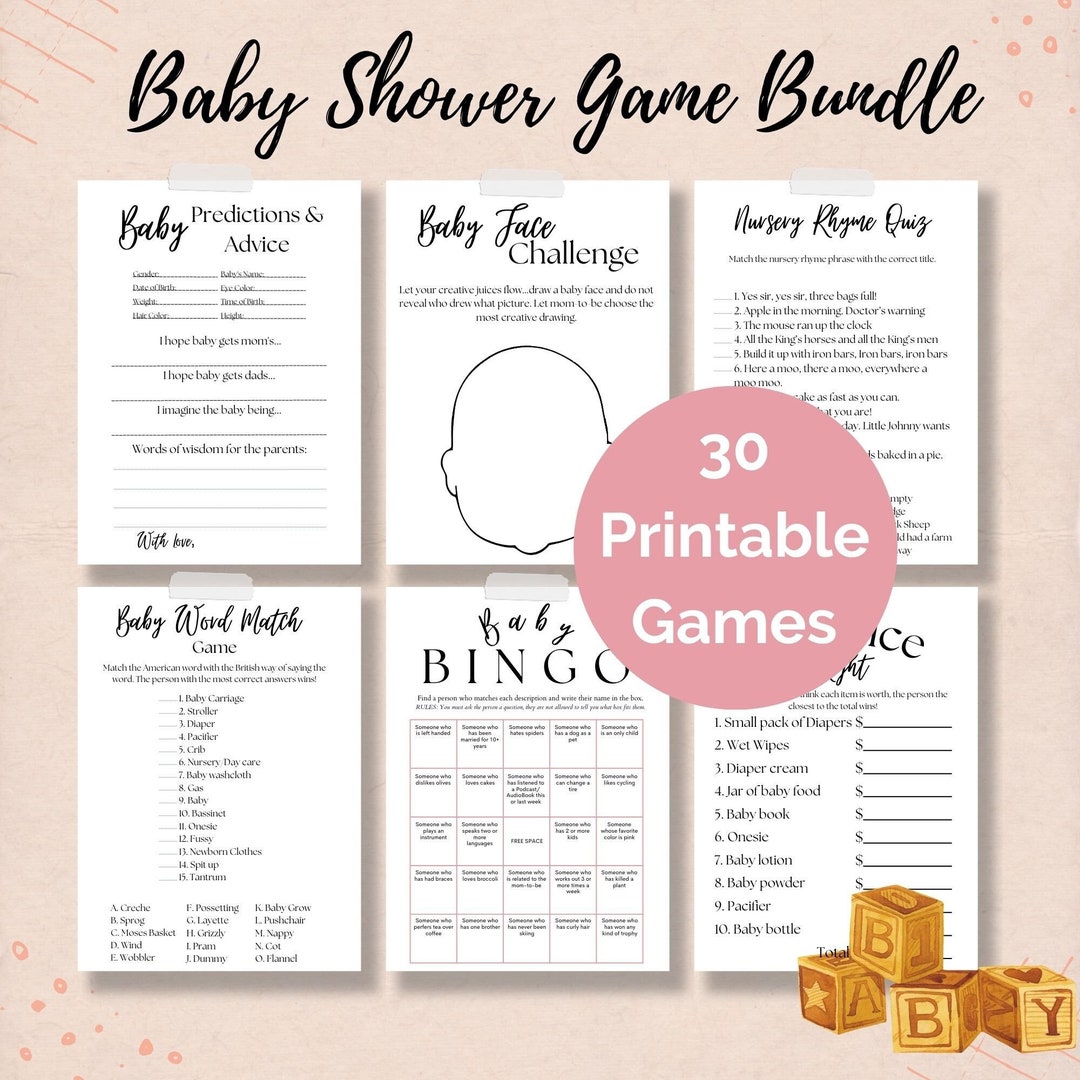 Printable Baby Shower Games - 30 Print Baby Shower Games - Baby Shower ...