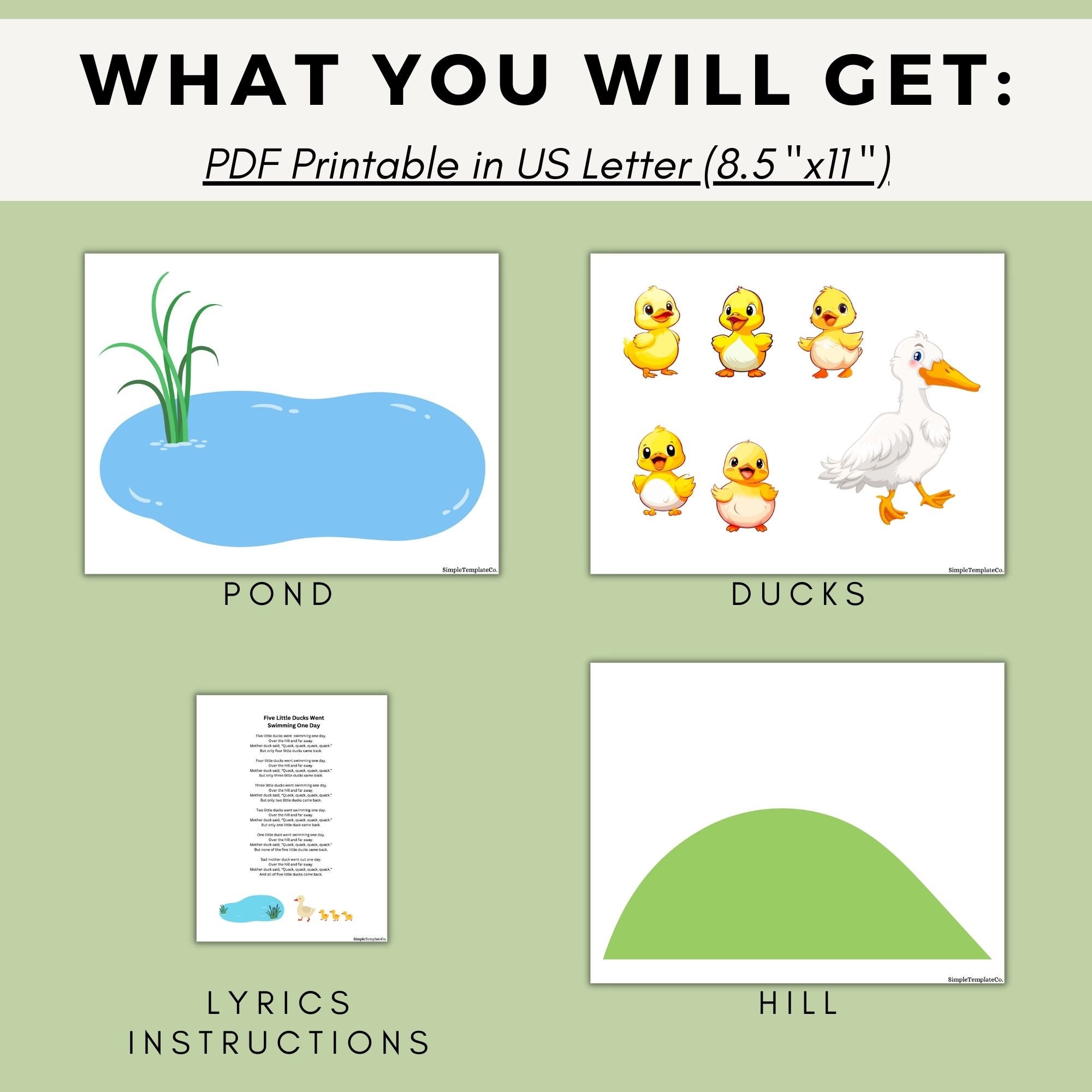 Five Little Ducks Song Visual - Digital Download - Nursery Rhyme ...