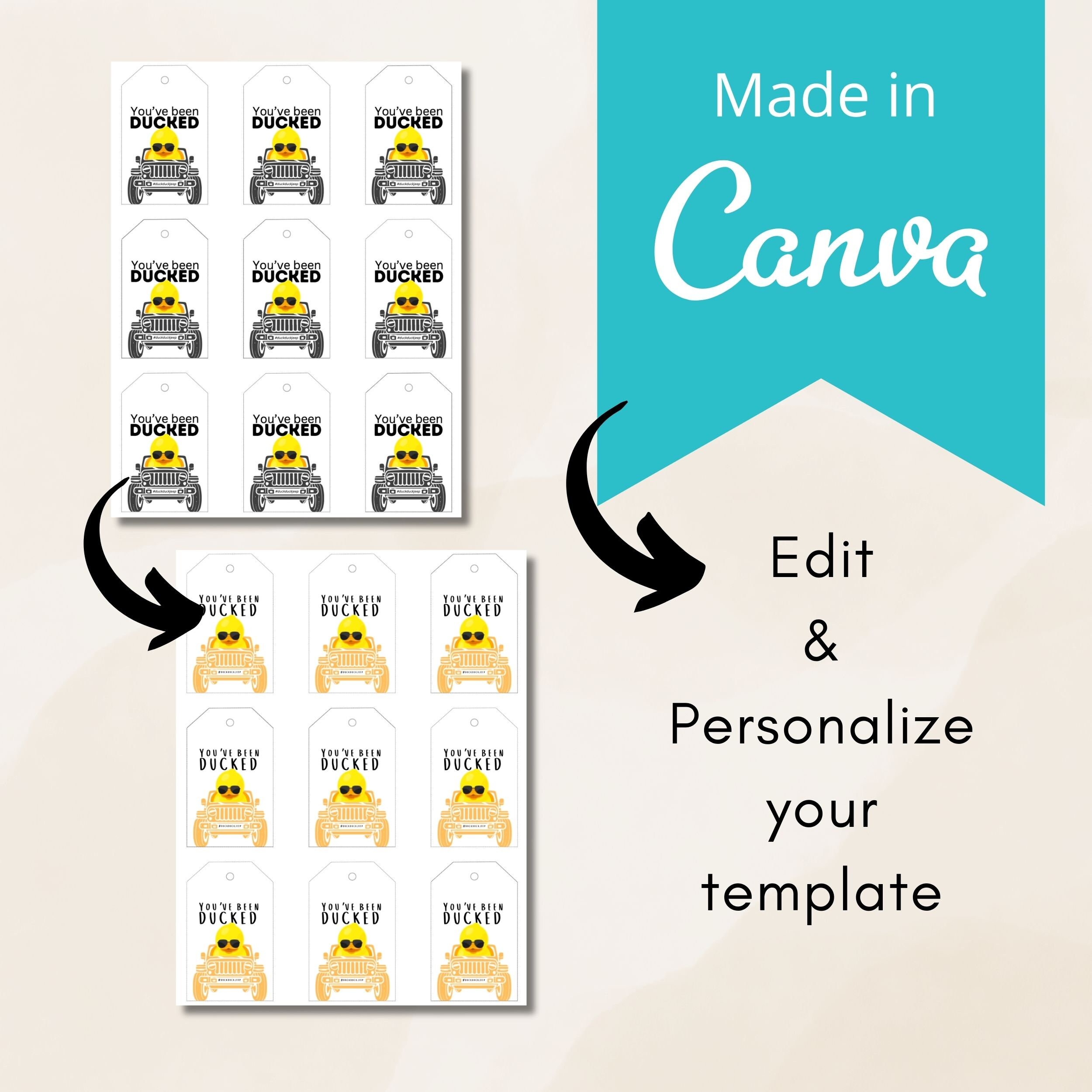 Customize Duck Tags Canva You've Been Ducked Tag Ducking Cars Tags ...
