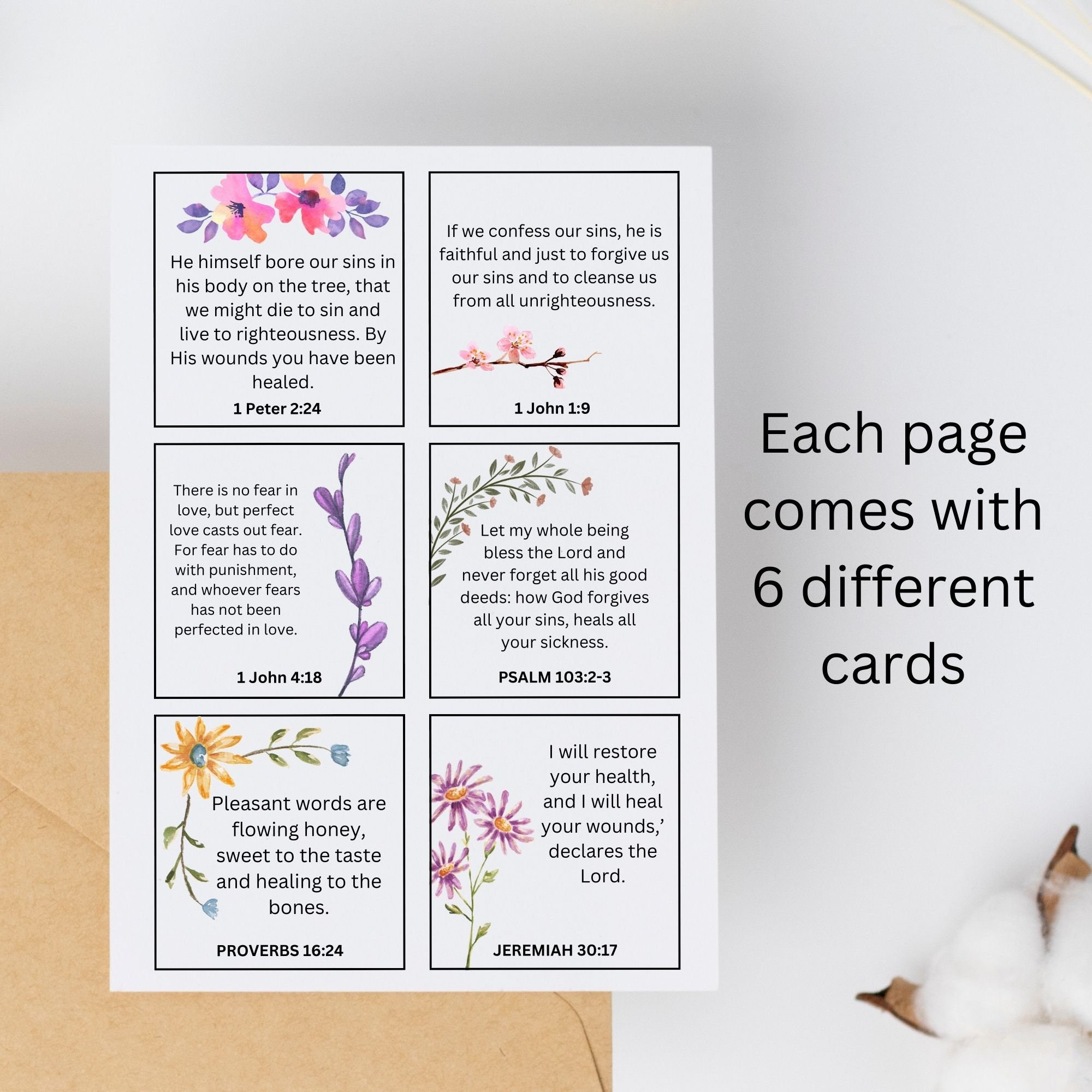 60 Bible Scripture Cards - Encouragement Bible Verse Cards - Bible ...