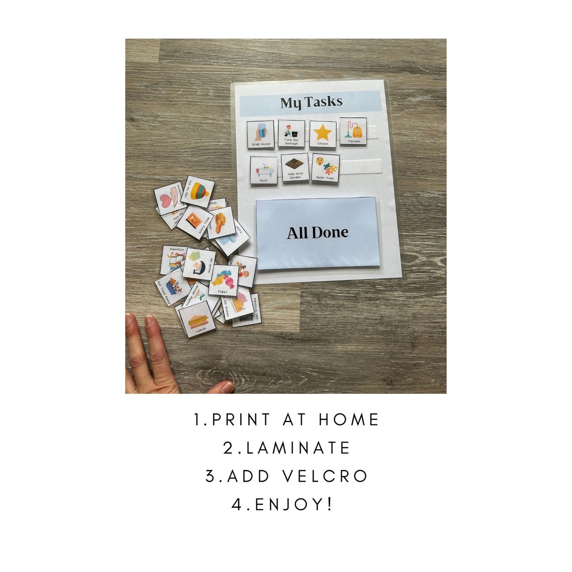 Kids Chore Chart Routine Cards Visual ASD Chart Daily Responsibilities ...