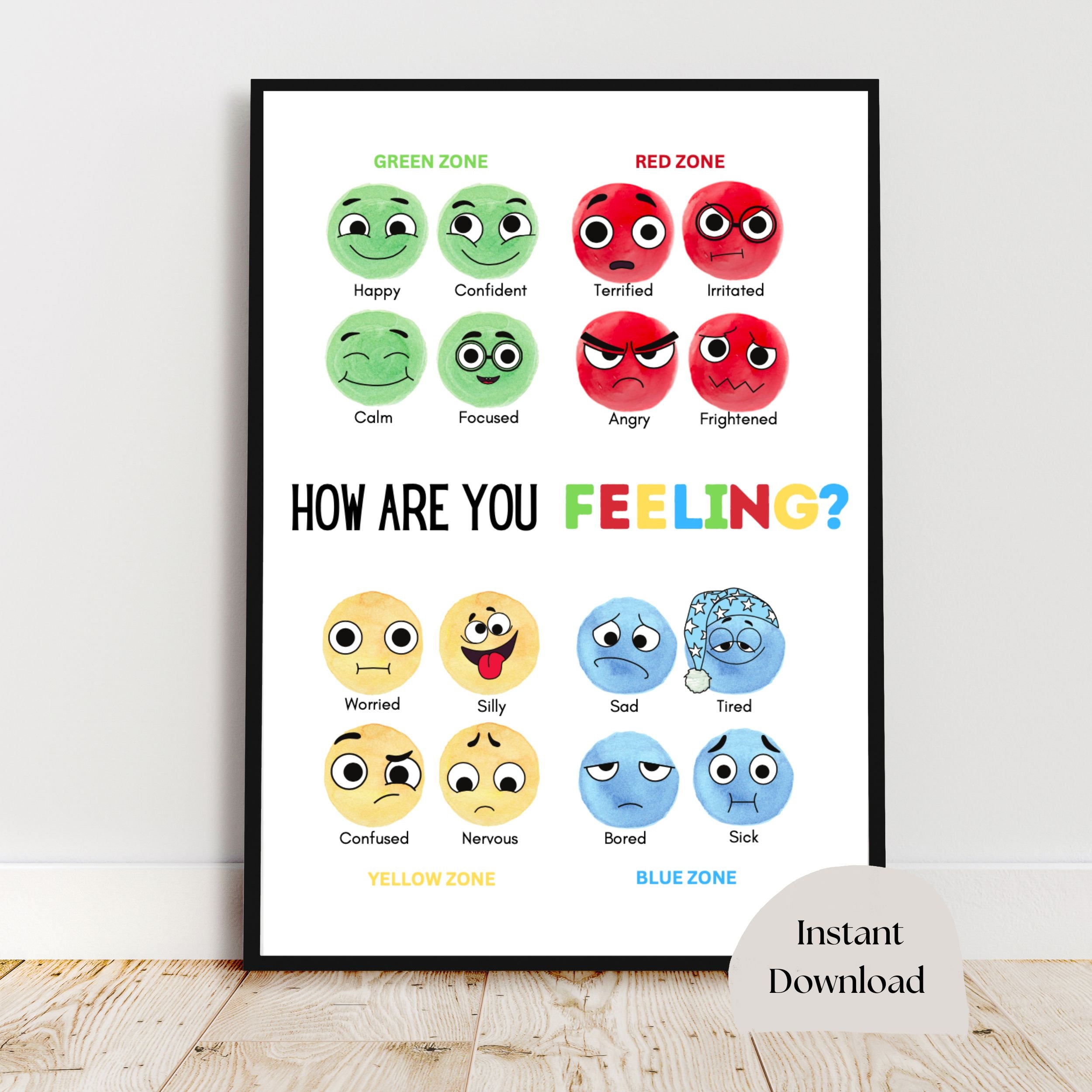 Self-regulation Zones Poster Feeling Zone Poster Emotions - Etsy UK