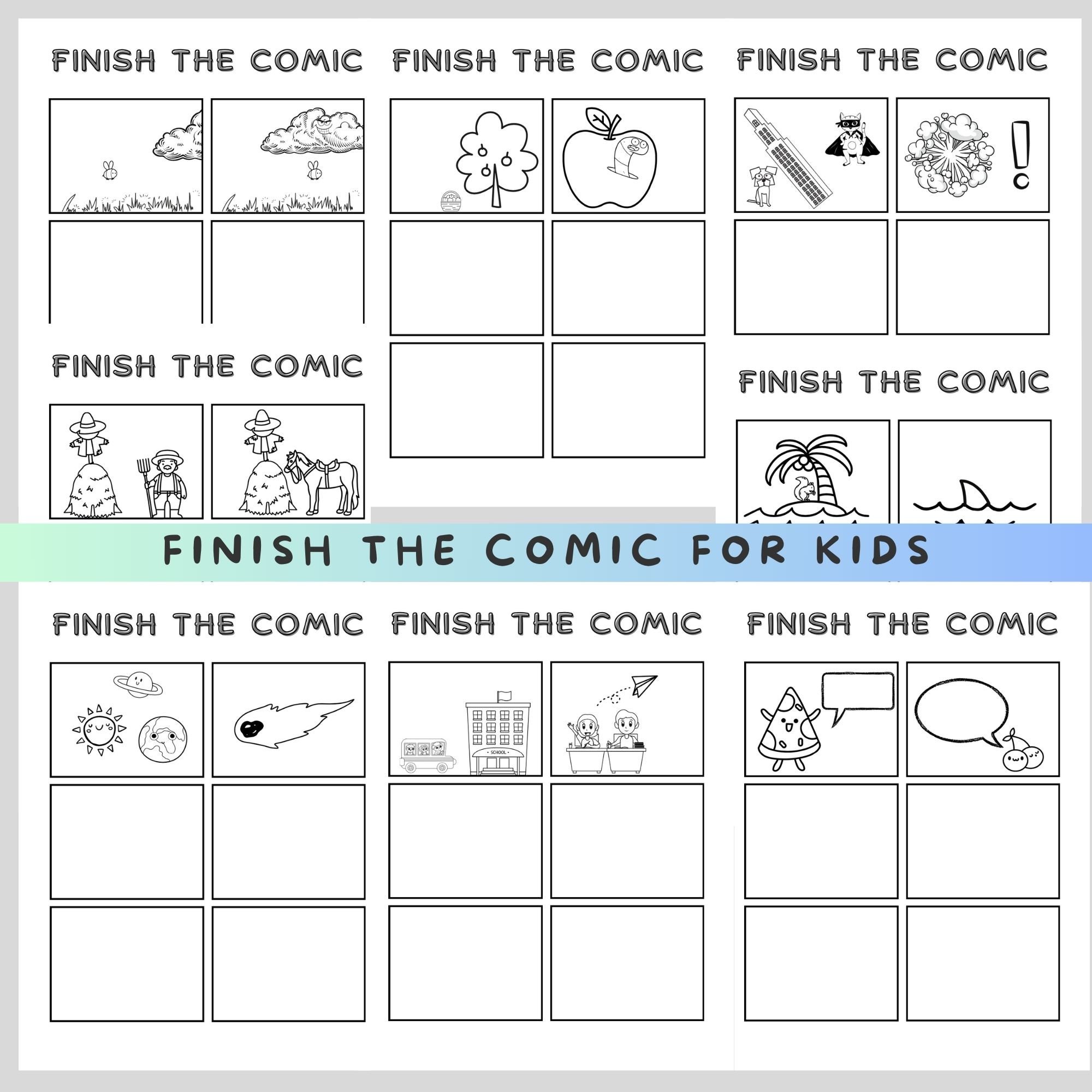 Finish the Comic Activity for Kids - Fun Drawing & Creativity Book ...