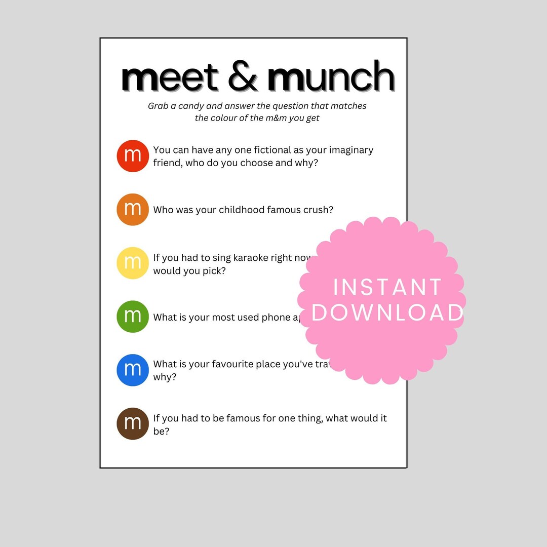 M and M Game Meet and Munch Candy Game Icebreaker - Etsy